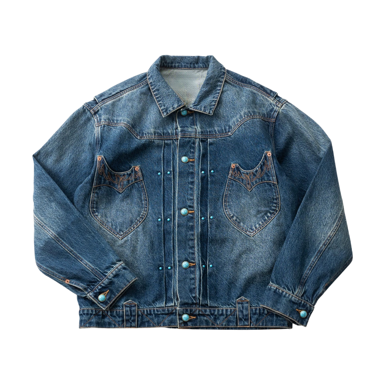 Washed Denim Collared Jacket - Retro Enzyme-Washed Comfort for Citywear ...